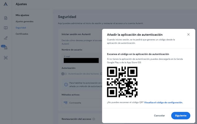 La autenticación multifactor (MFA) ya disponible en la plataforma Autenti